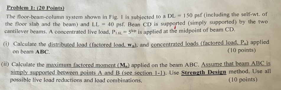 Solved The floor-beam-column system shown in ﻿Fig. I is | Chegg.com