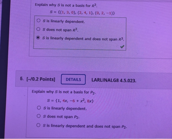 Solved Explain why S is not a basis for R3. S = {(1, 3,0), | Chegg.com