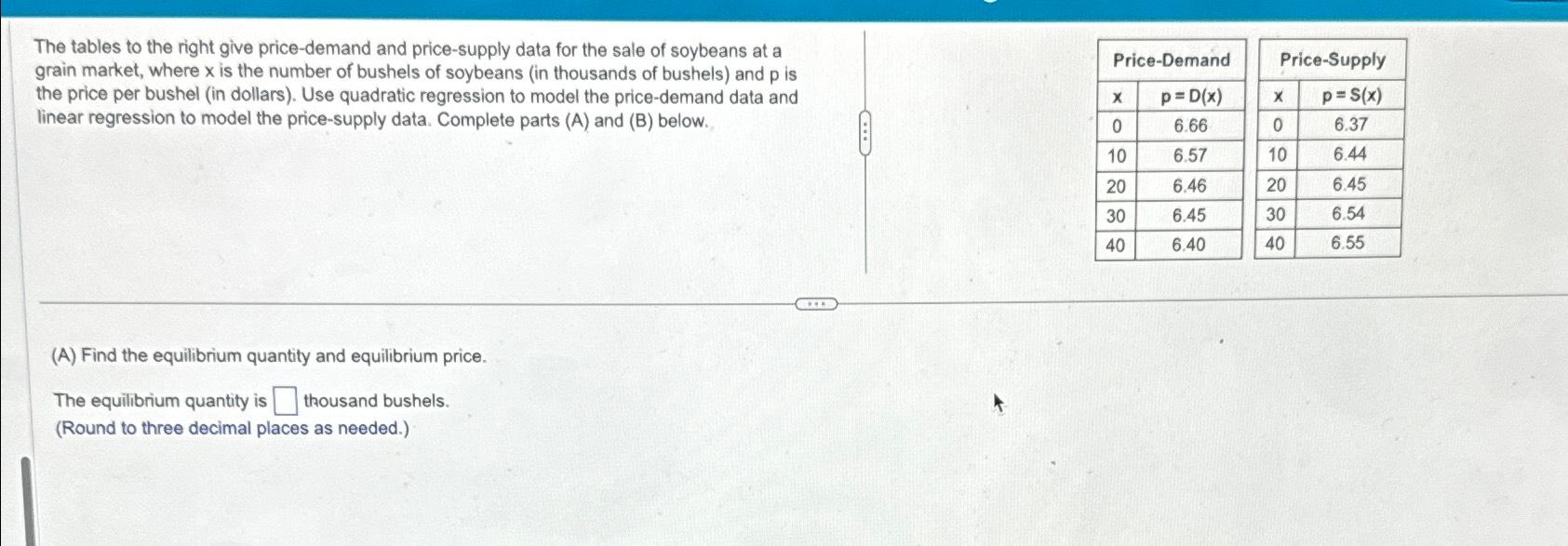 Solved The tables to the right give price-demand and | Chegg.com