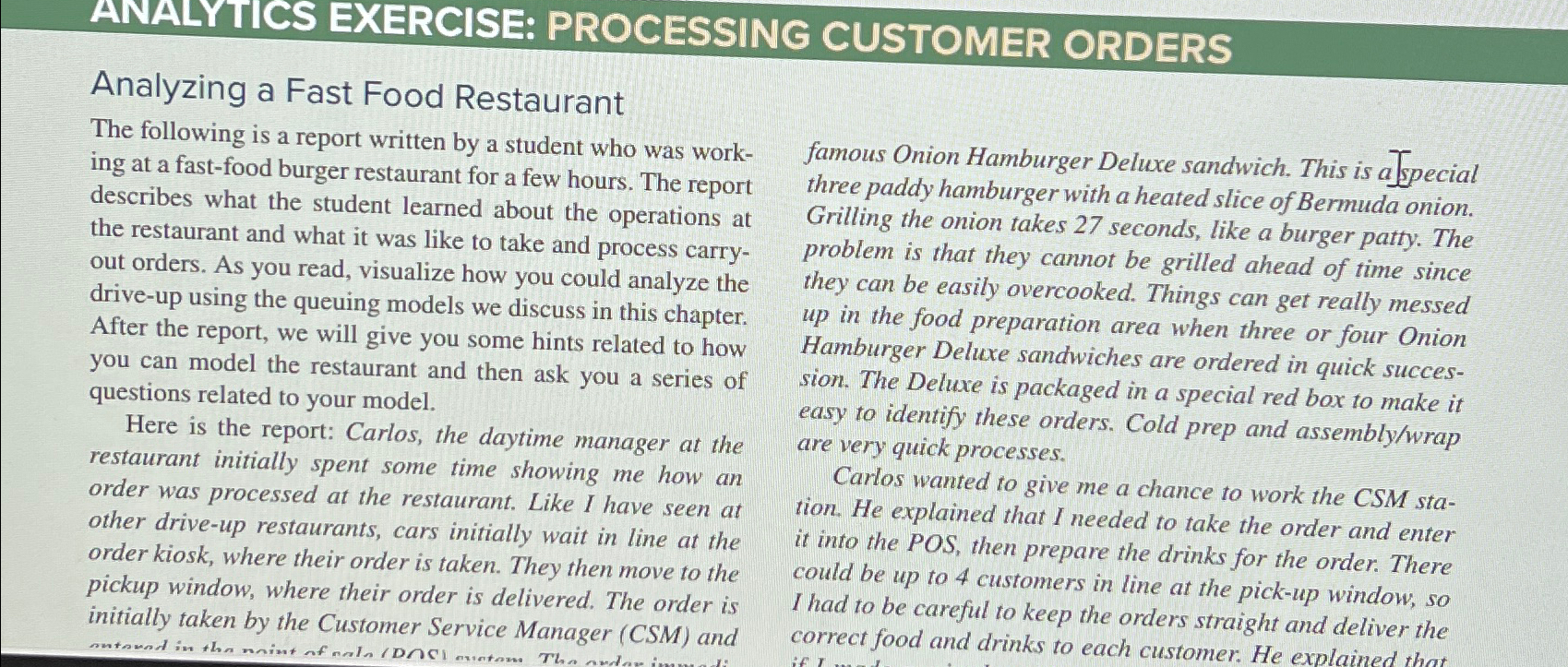 Solved ANALYTICS EXERCISE: PROCESSING CUSTOMER | Chegg.com