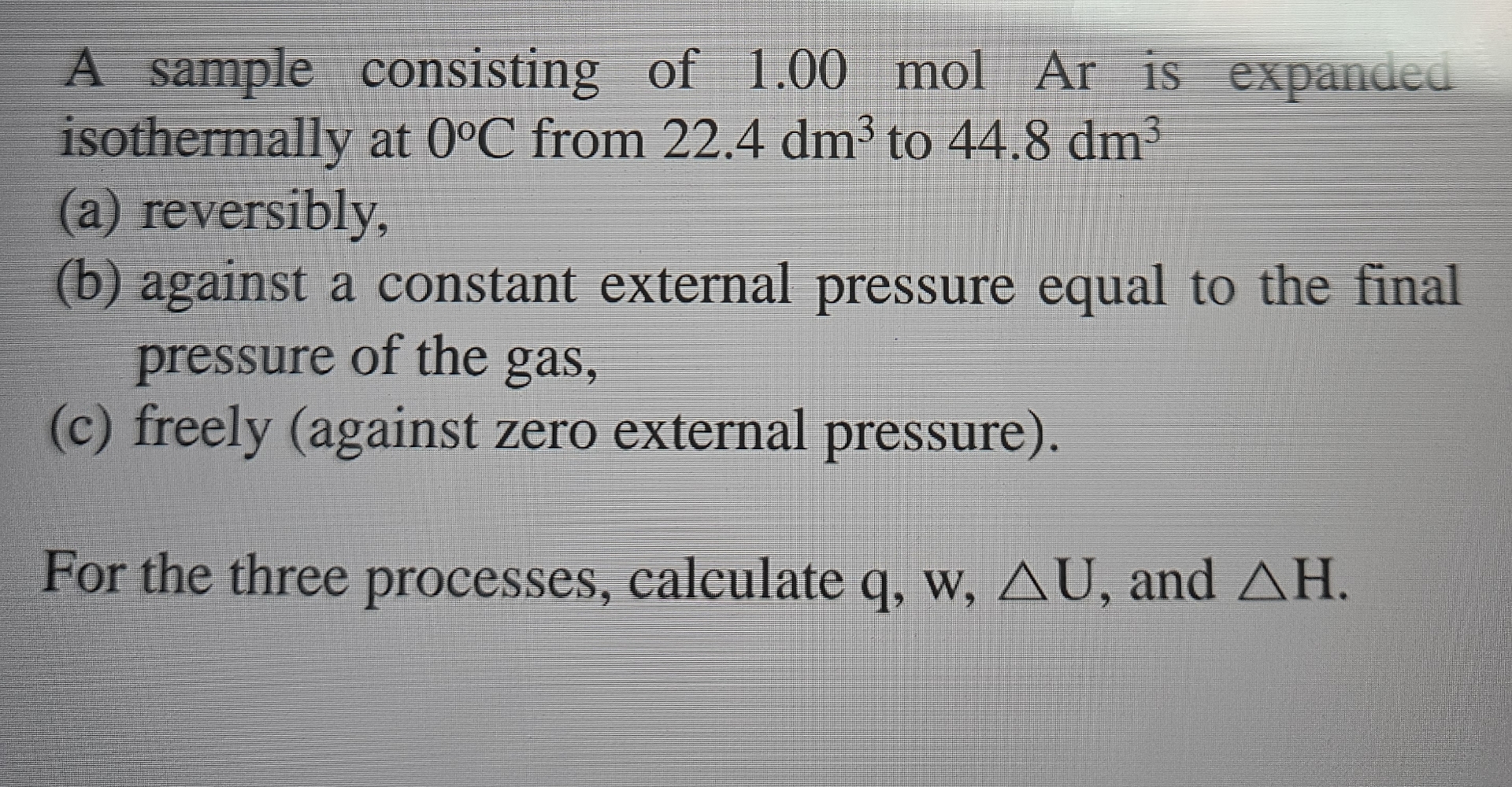 Solved A sample consisting of 1.00 ﻿mol Ar is | Chegg.com
