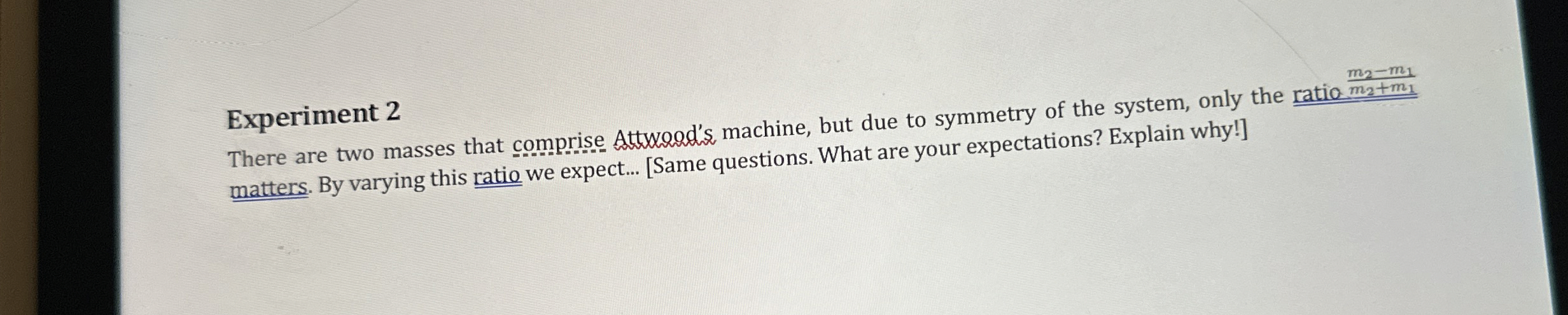 Solved Experiment 2There are two masses that comprise | Chegg.com