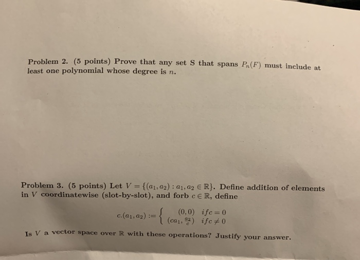 Solved prove that any set of set S that spans Pn(F) must | Chegg.com