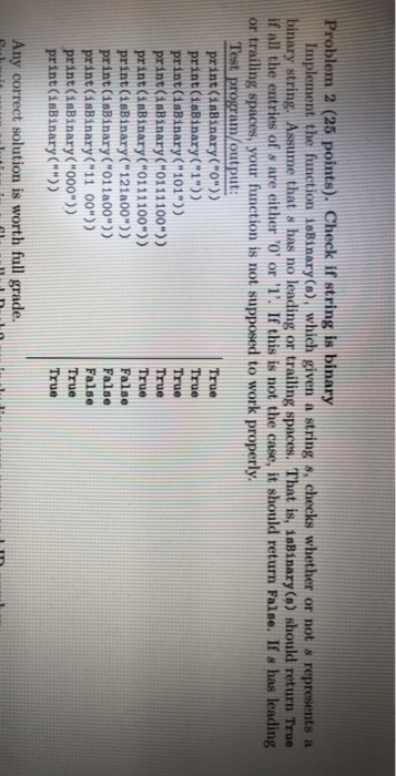 Solved Problem 2 (25 points). Check if string is binary | Chegg.com