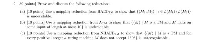 Solved 2. [30 points] Prove and discuss the following | Chegg.com