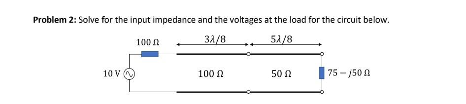 Solved Problem 2: Solve for the input impedance and the | Chegg.com