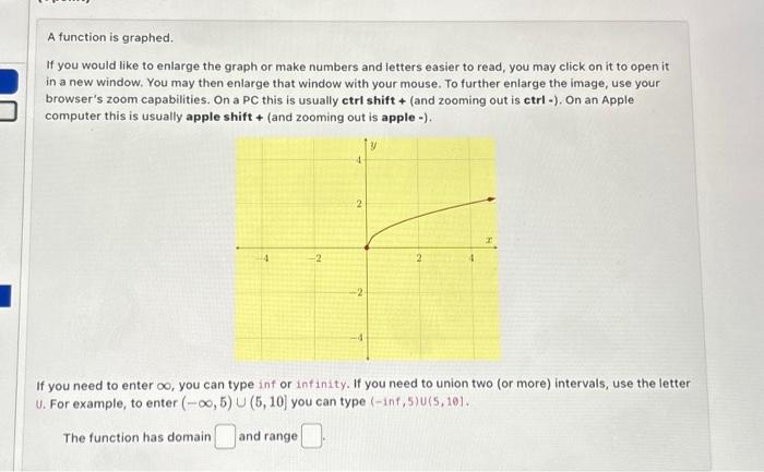 Solved A function is graphed. If you would like to enlarge | Chegg.com