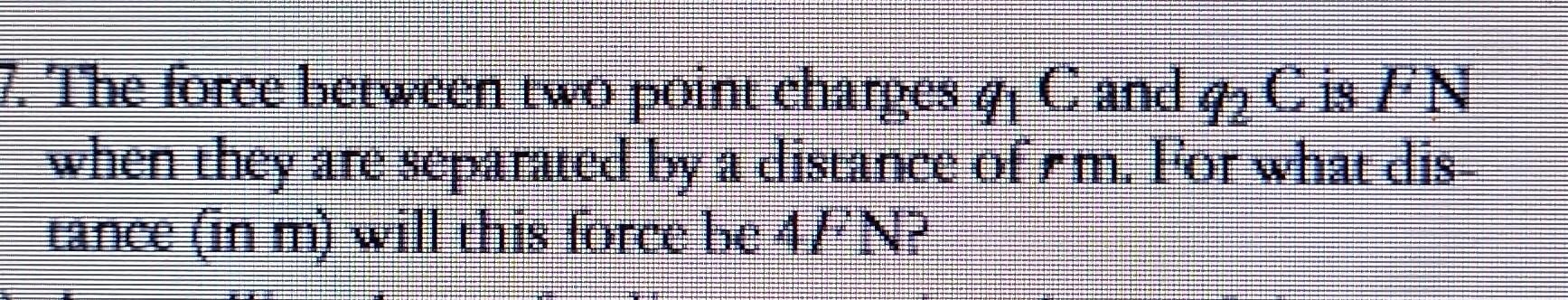 Solved The force between two point eharges q1C and q2C is F | Chegg.com