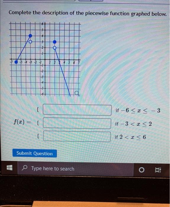 Solved Complete the description of the piecewise function | Chegg.com
