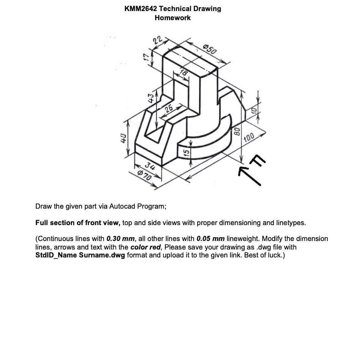 Solved Technical drawing help (autocad), ﻿Please help step | Chegg.com