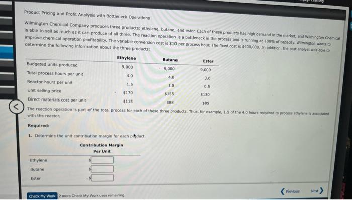 Solved Product Pricing and Profit Analysis with Bottleneck | Chegg.com