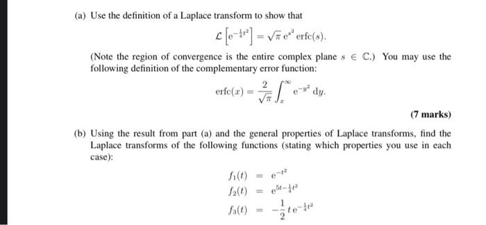 Solved (a) Use the definition of a Laplace transform to show | Chegg.com