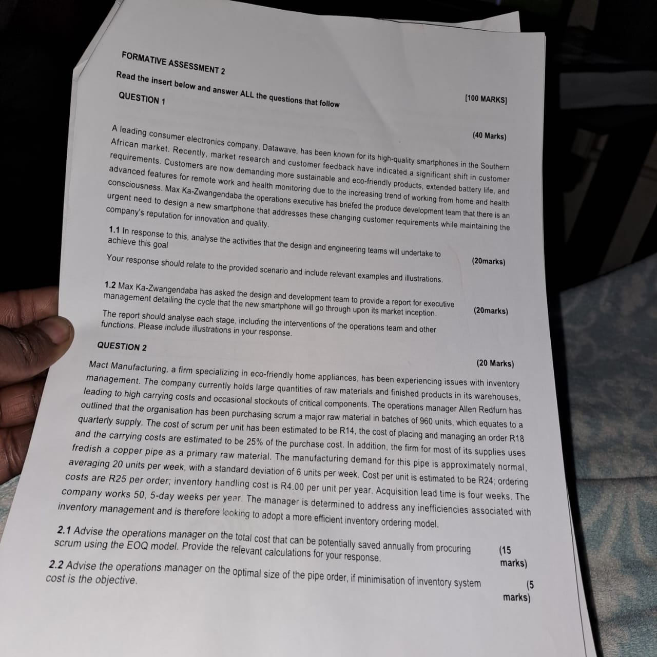 Solved QUESTION 1 (40 ﻿Marks)A leading consumer electronics | Chegg.com