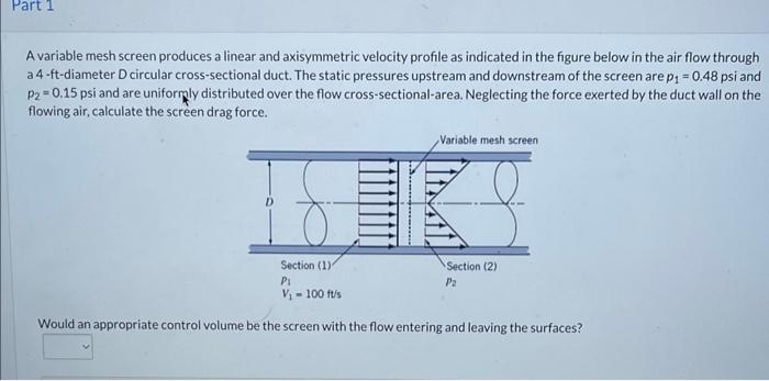 Solved A variable mesh screen produces a linear and | Chegg.com