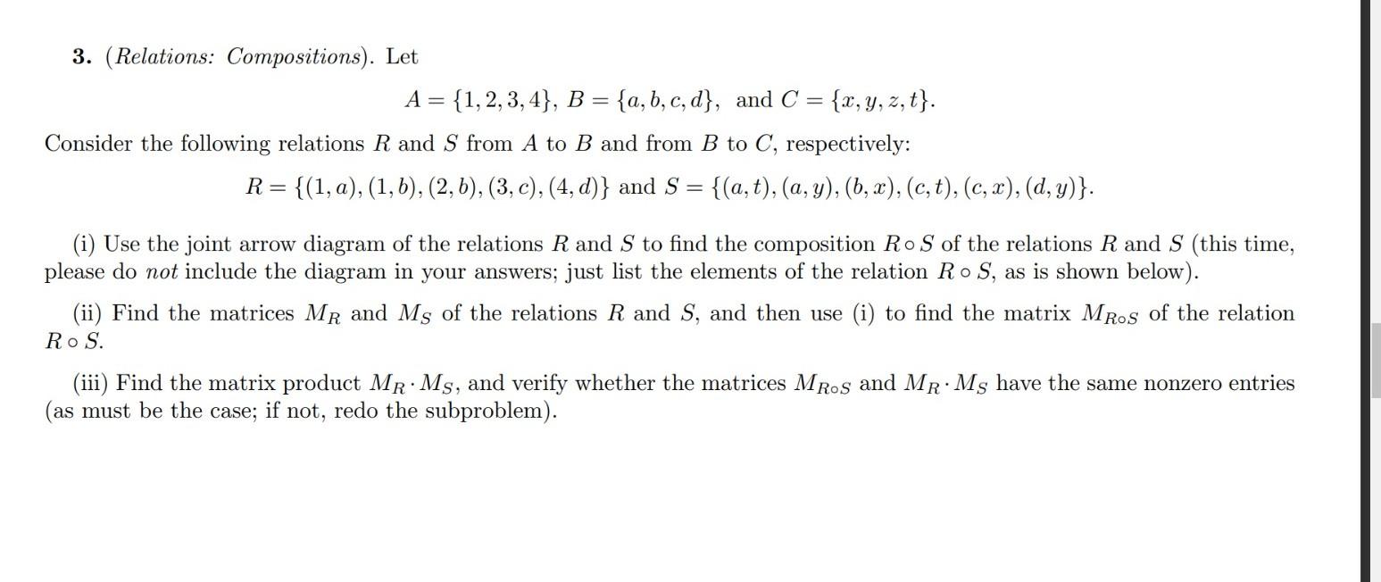 Solved 3. (Relations: Compositions). Let | Chegg.com