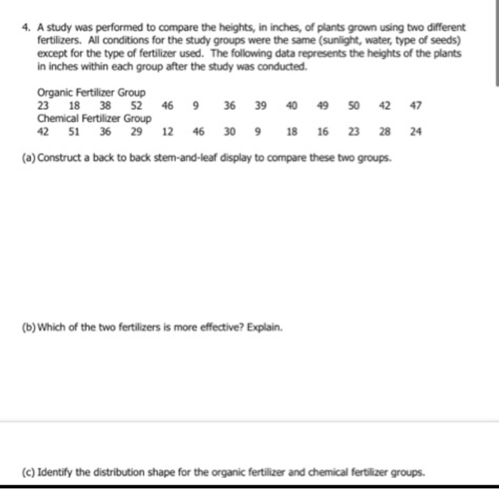 Solved 4. A study was performed to compare the heights, in | Chegg.com