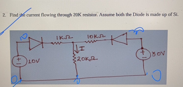 Solved Find the current flowing through 20K ﻿resistor. | Chegg.com
