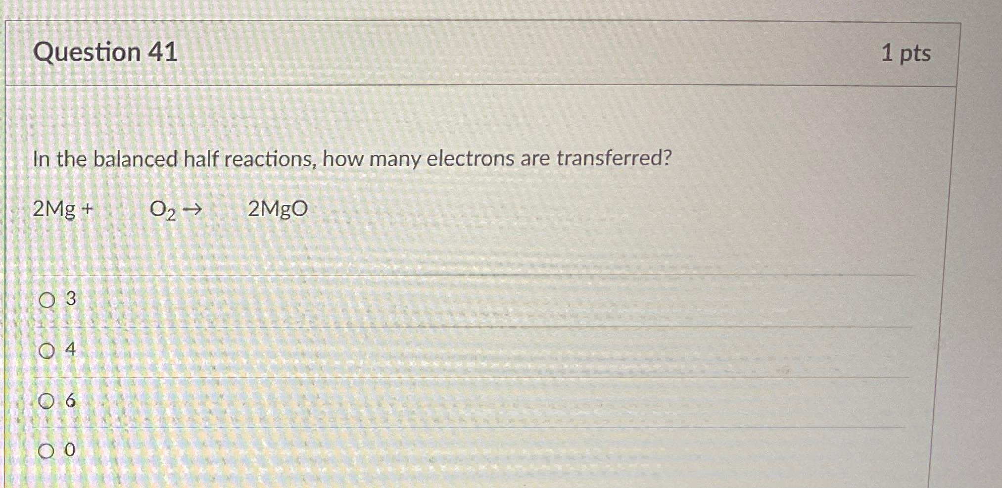 Solved Question 411 ﻿ptsIn the balanced half reactions, how | Chegg.com