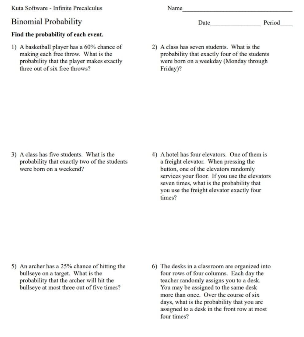 Solved Kuta Software - Infinite Precalculus Name Date Period | Chegg.com