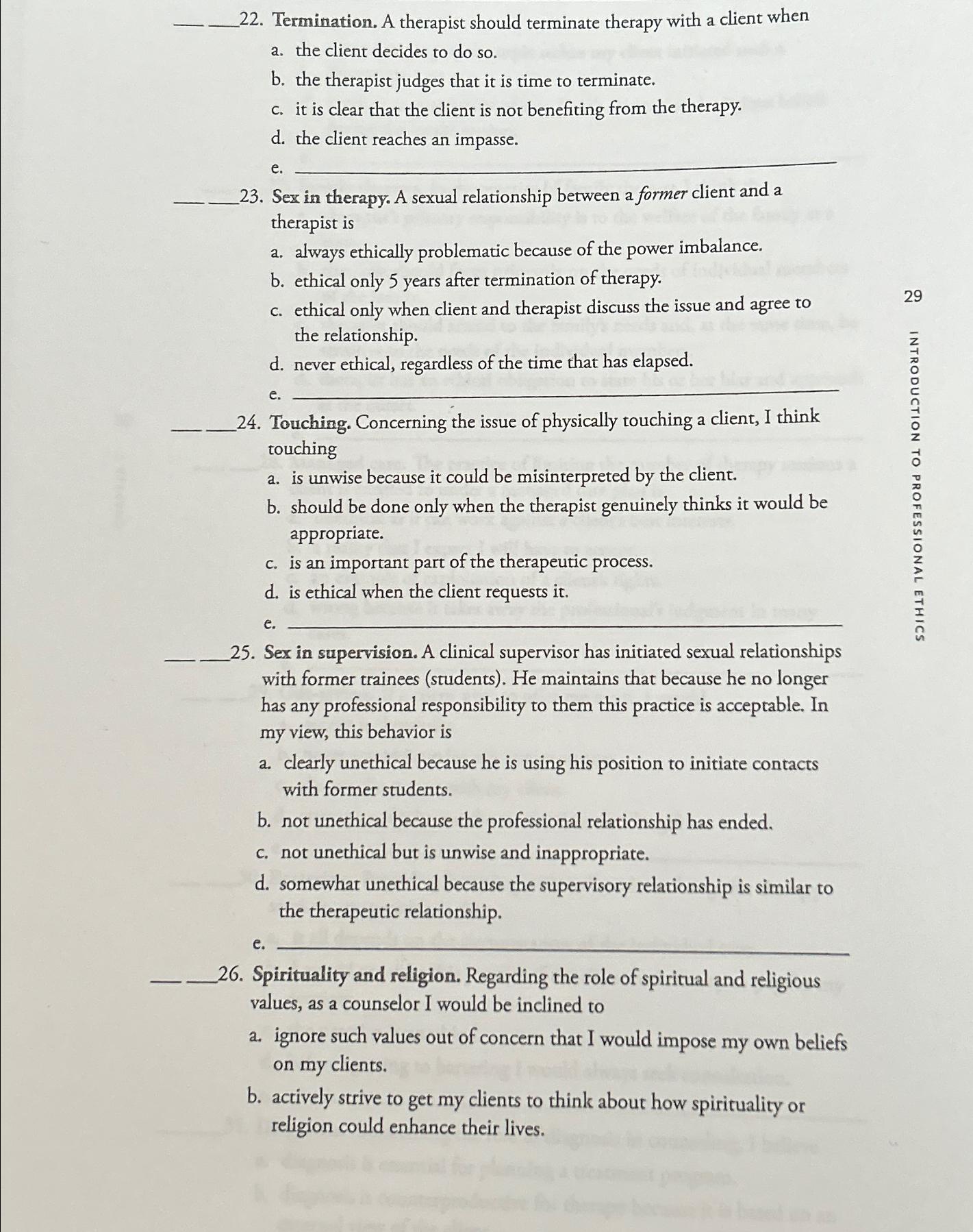 Solved Termination. A therapist should terminate therapy | Chegg.com