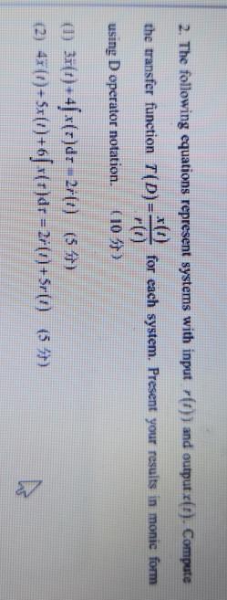 Solved 2. The following equations represent systems with | Chegg.com