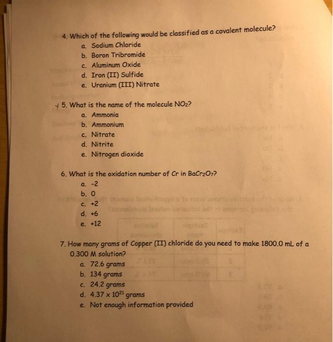 Solved 4. Which of the following would be classified as a | Chegg.com