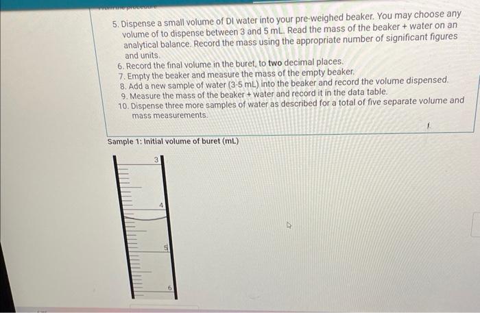 5. Dispense a small volume of DI water into your | Chegg.com