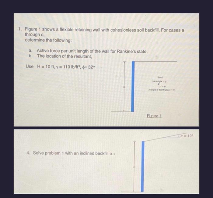 Solved 1. Figure 1 shows a flexible retaining wall with | Chegg.com