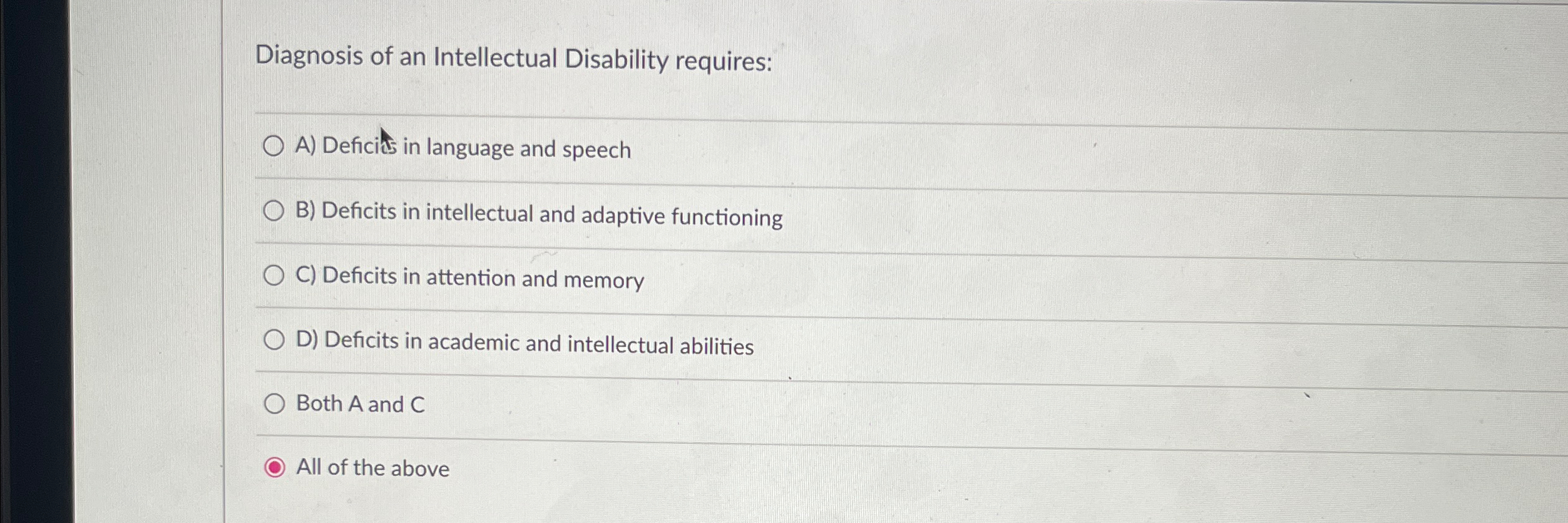 Solved Diagnosis of an Intellectual Disability requires:A) | Chegg.com