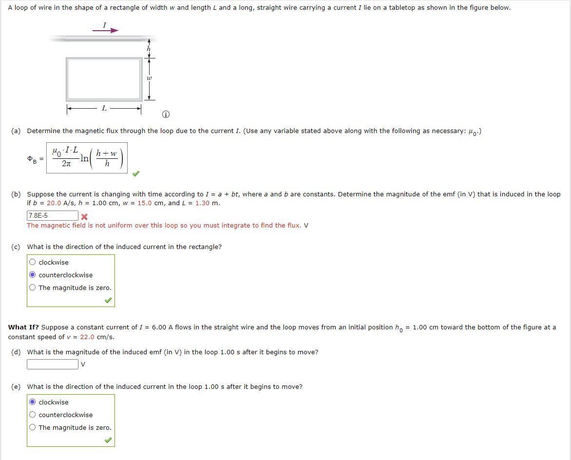 Solved A loop of wire in the shape of a rectangle of width w | Chegg.com