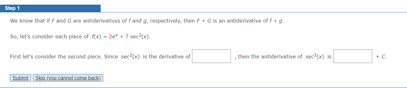 Solved Step 1We know that if F ﻿and G ﻿are antiderivatives | Chegg.com