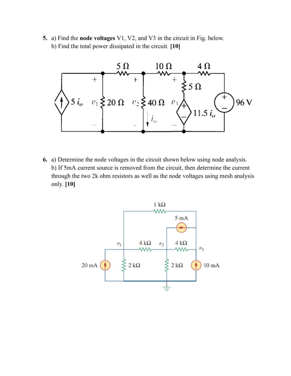Solved a) ﻿Find the node voltages V1, ﻿V2, ﻿and V3 ﻿in the | Chegg.com