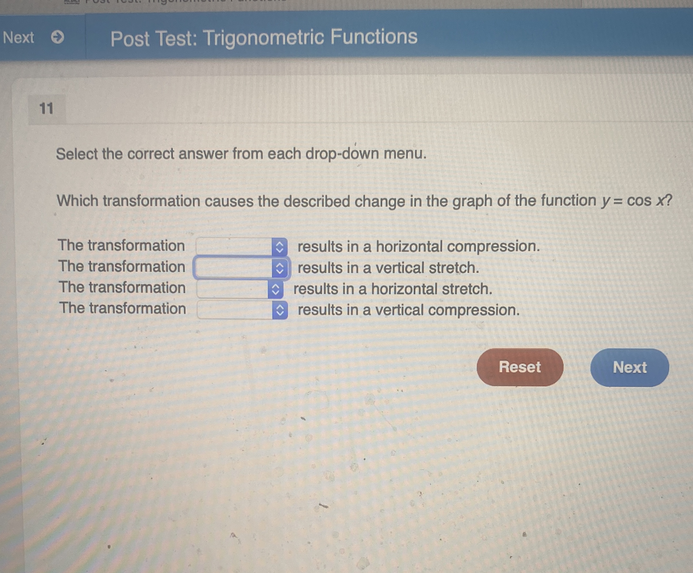 NextPost Test: Trigonometric Functions11Select the | Chegg.com