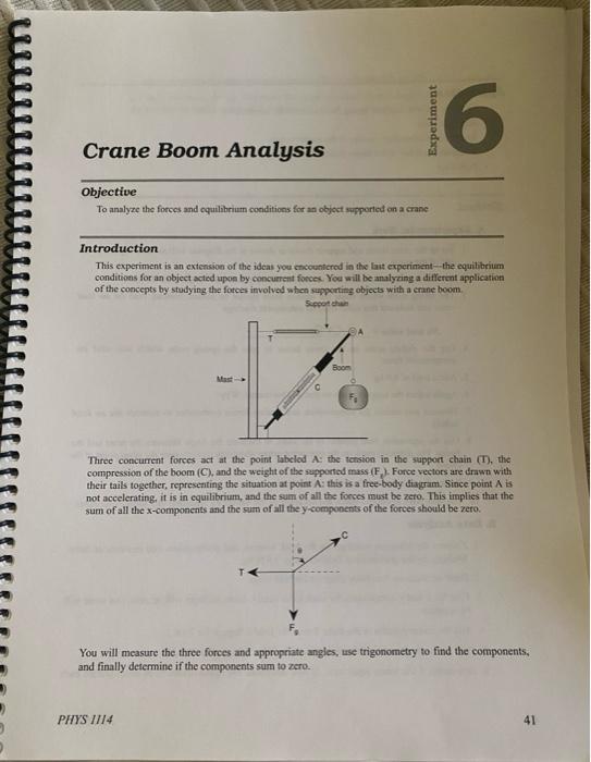 Solved Experiment 16 Crane Boom Analysis Objective To | Chegg.com