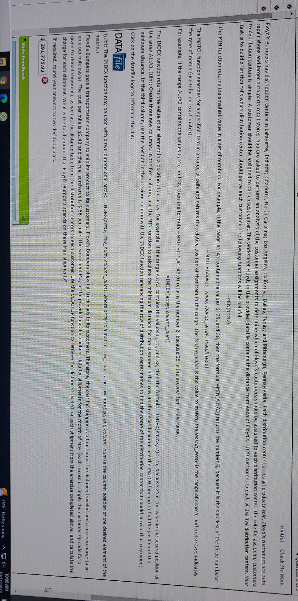 Solved matrix.) charge for each shipment. What is the total | Chegg.com