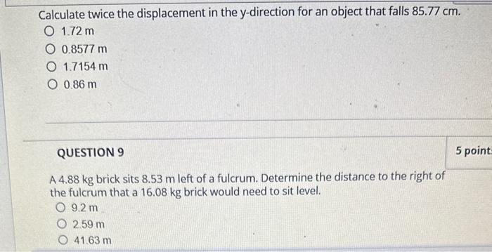 Solved Calculate twice the displacement in the y-direction | Chegg.com