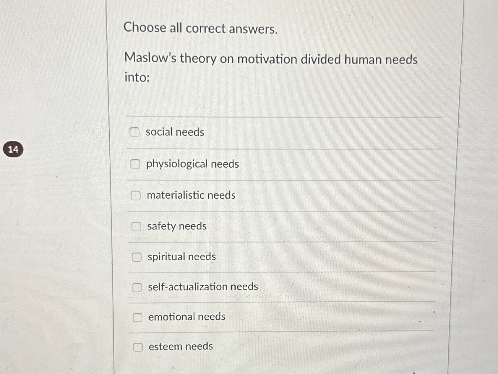 Solved Choose all correct answers.Maslow's theory on | Chegg.com Solved Choose all correct answers.Maslow's theory on | Chegg.com