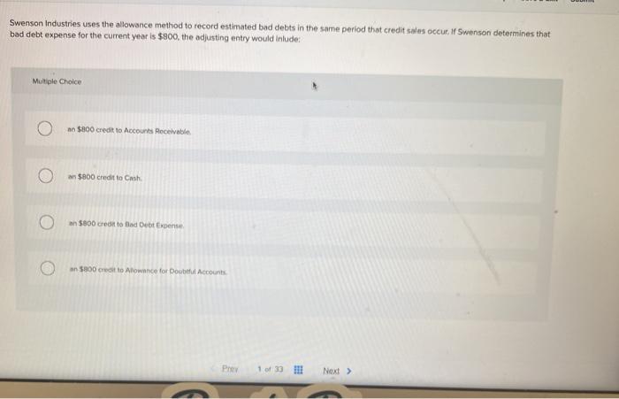 Solved Swenson Industries uses the allowance method to | Chegg.com