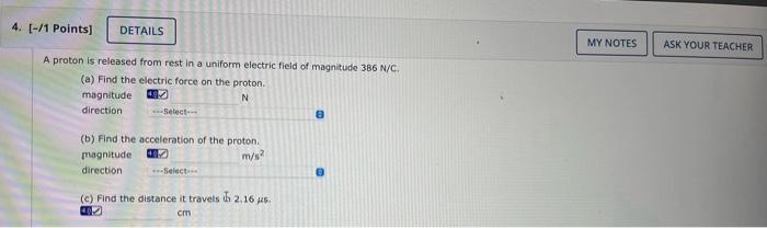 Solved proton is released from rest in a uniform electric | Chegg.com