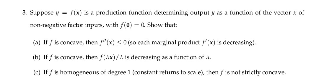 Solved Suppose y=f(x) ﻿is a production function determining | Chegg.com