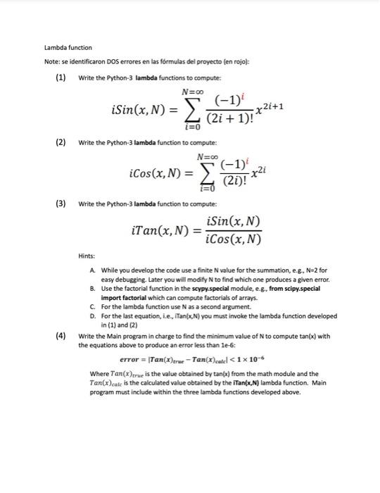 Solved Lambda function Note: se identificaron DOS errores en | Chegg.com