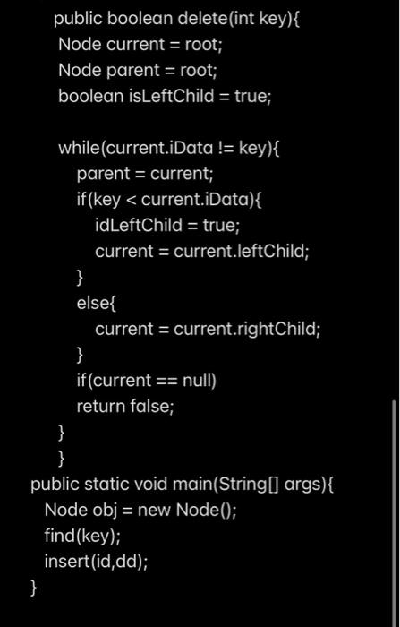Solved Without changing the methods(find, delete, | Chegg.com