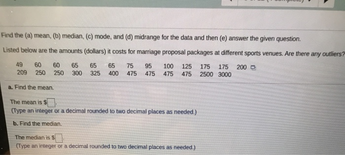 Solved Find the (a) mean, (b) median, (c) mode, and (d) | Chegg.com