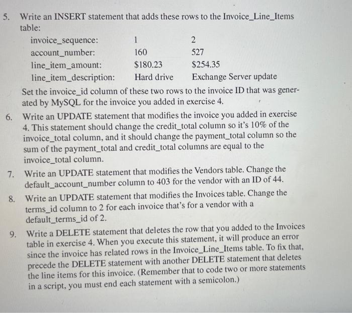 Write an INSERT statement that adds these rows to the | Chegg.com
