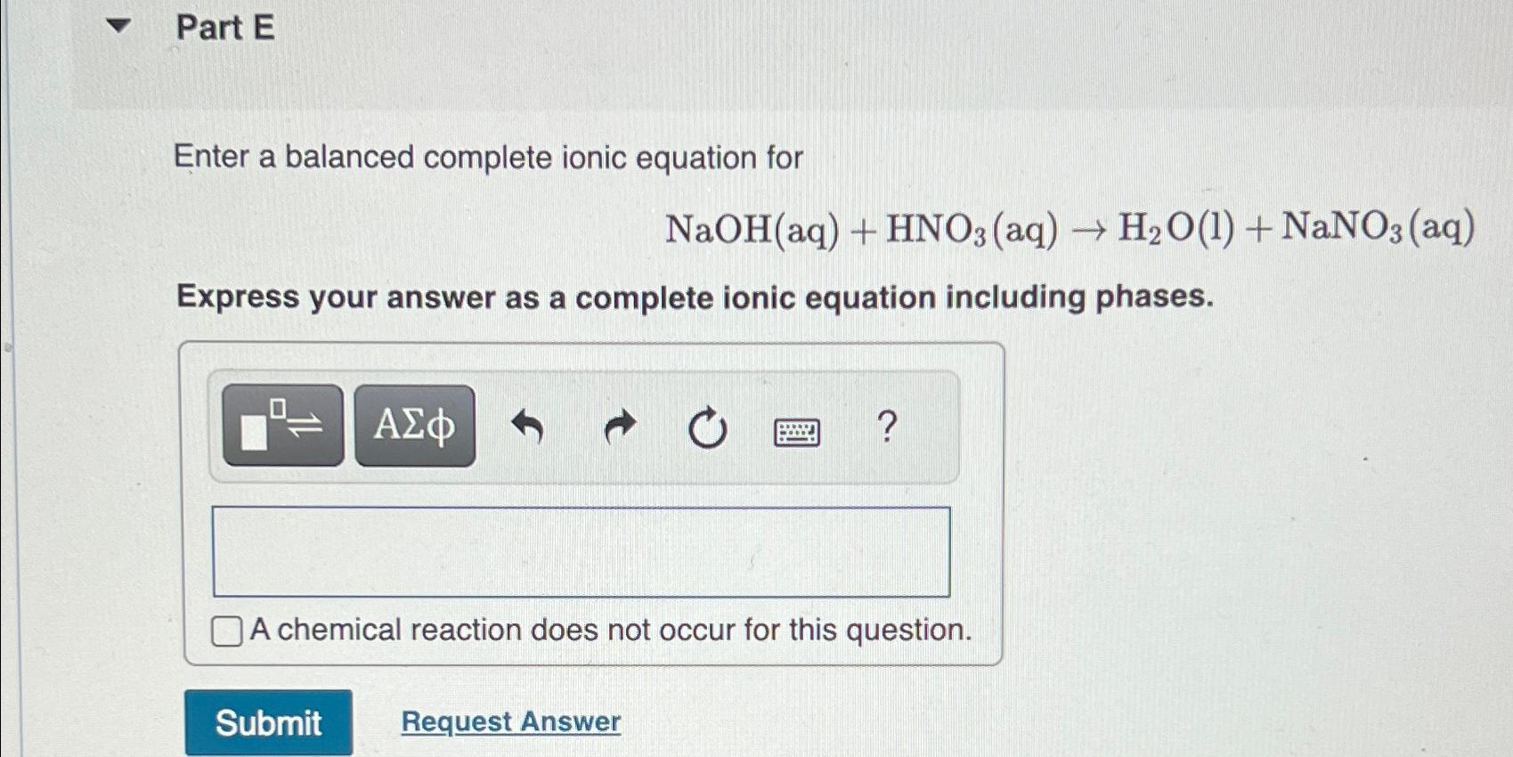 Solved Part EEnter a balanced complete ionic equation | Chegg.com