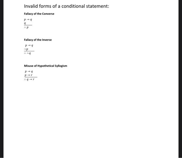 Solved There are fallacies associated with conditional | Chegg.com