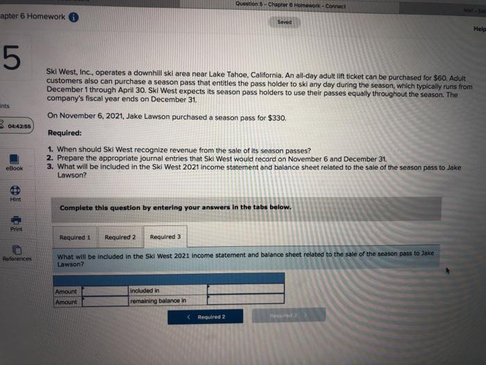 Solved Question 5 Chapter 6 Homework Connect Chapter 6