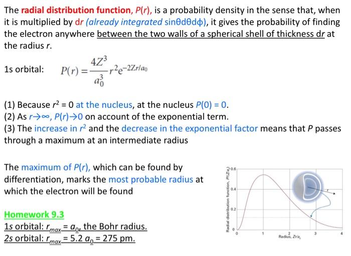 Solved please solve Homework 9.31s orbital: rmax = a0, the | Chegg.com