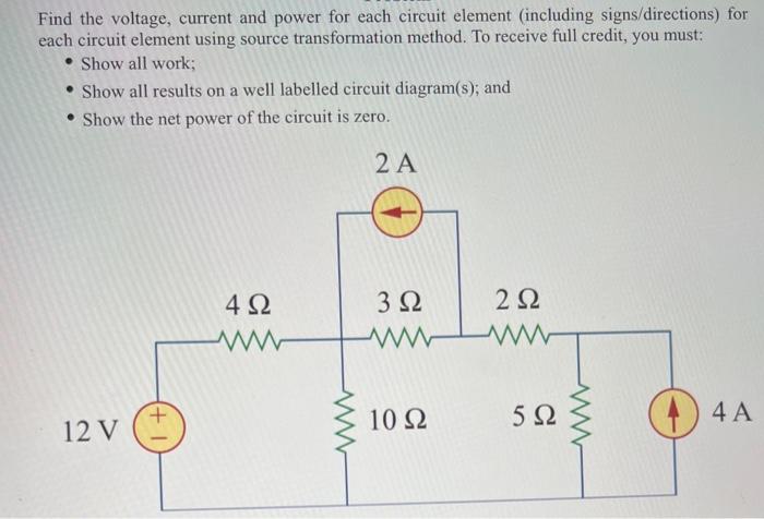 Solved Find the voltage, current and power for each circuit | Chegg.com