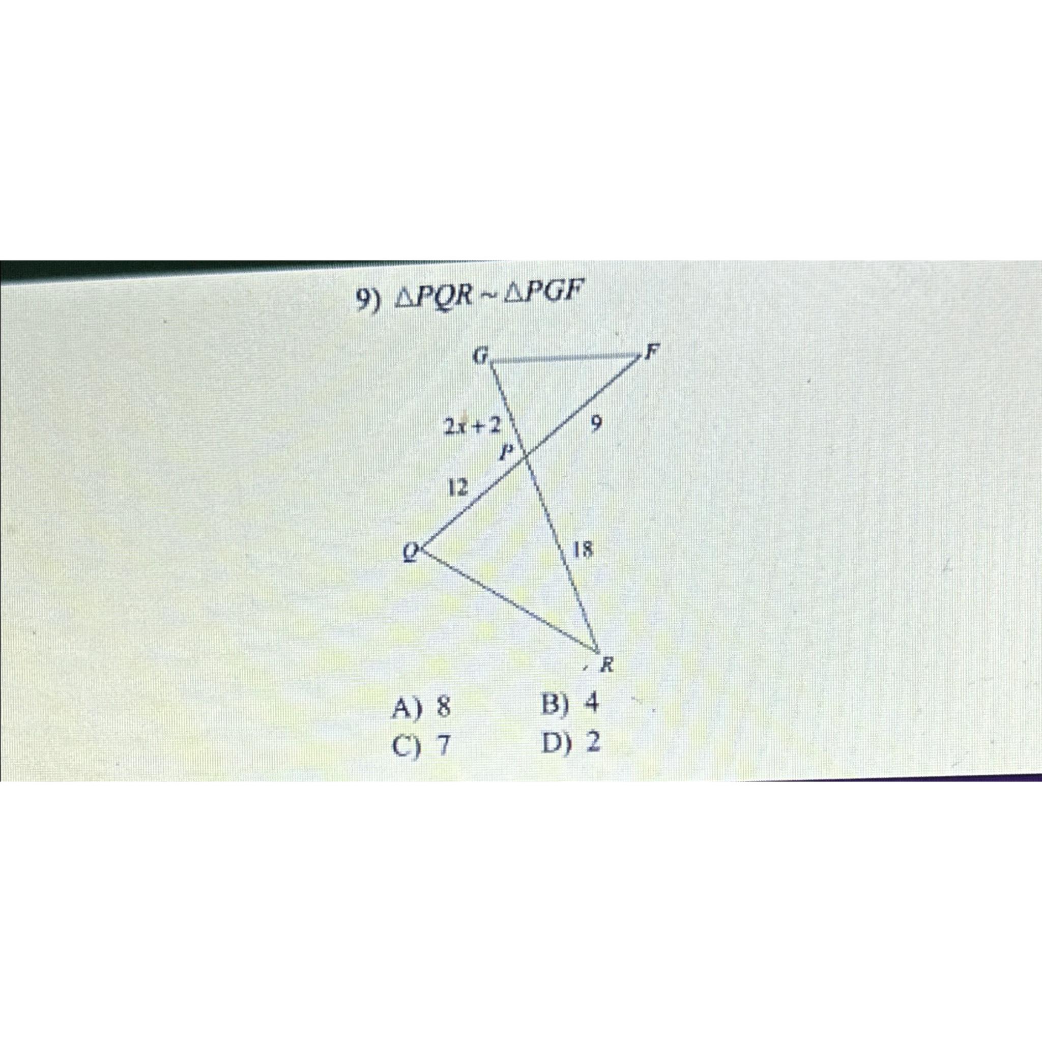 Solved o) ????POR∼???PGFC) 7D) 2 | Chegg.com